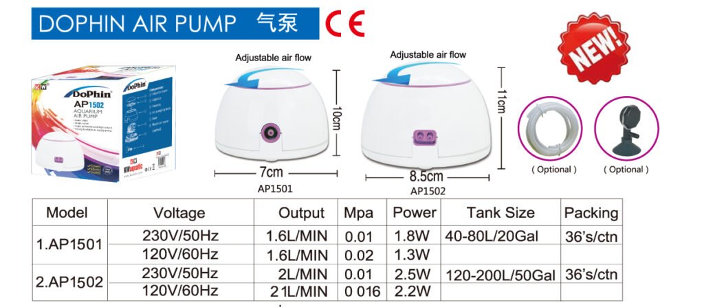 (HH) Dophin AP-1502 Air Pump (120 L/hr & 2.5W) – SNK Aqua Pets | Live ...